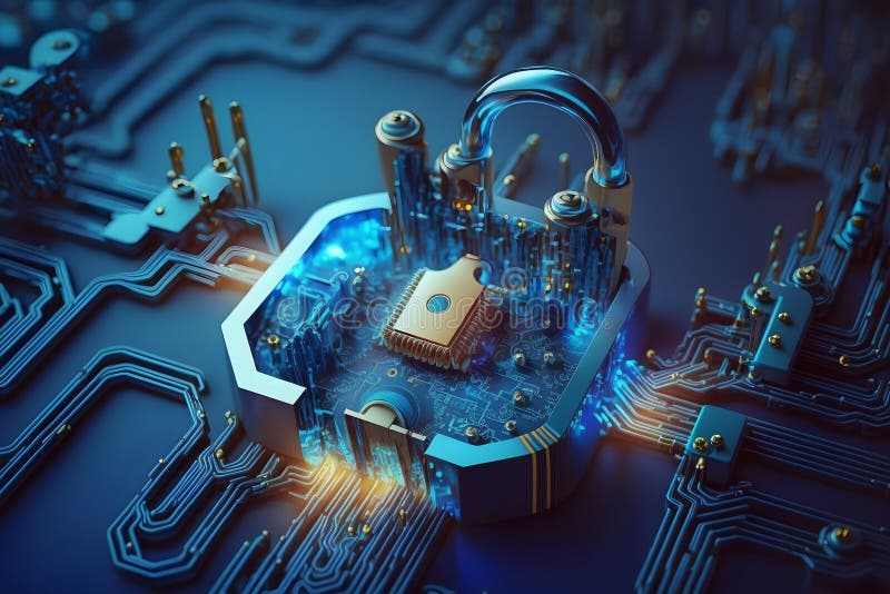 Padlock with Keyhole Icon in Personal Data Security Illustrates Cyber ...