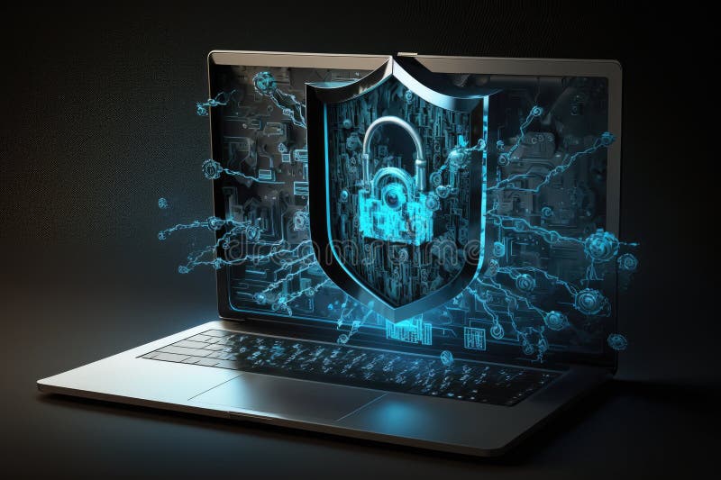 Illustration of Cyber Online Security with High-tech Padlock Protecting ...