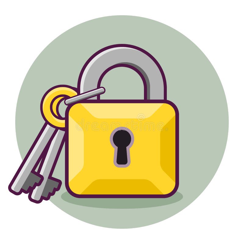 Padlock and Keys Icon, Vector Illustration on Colored Background Stock ...