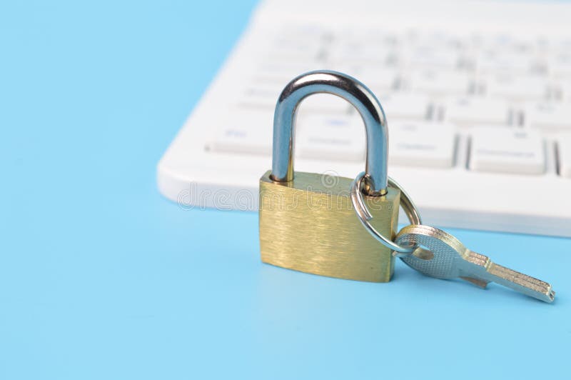 Padlock, Keys and Laptop Keyboard. Cyber Security Concept Stock Image ...