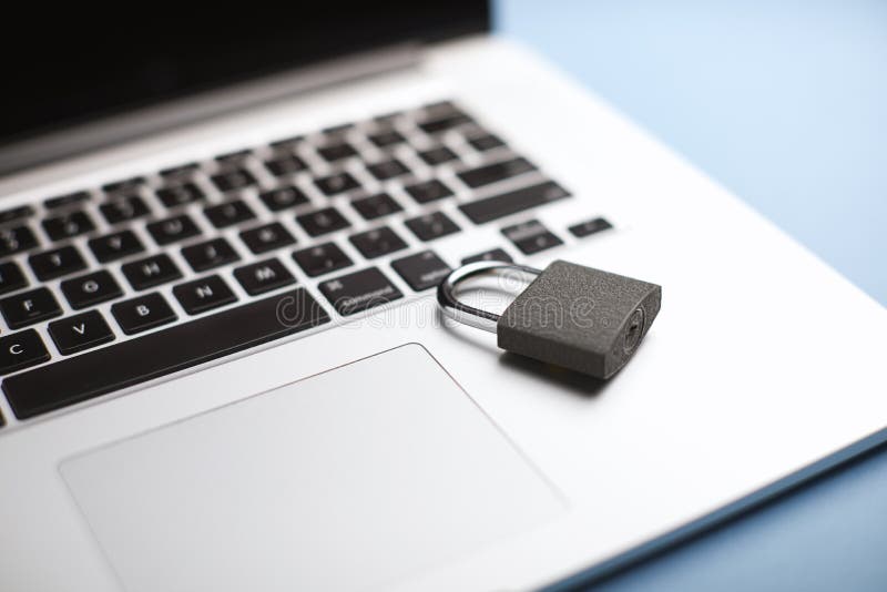 Laptop and padlock stock image. Image of chamber, network - 247879051