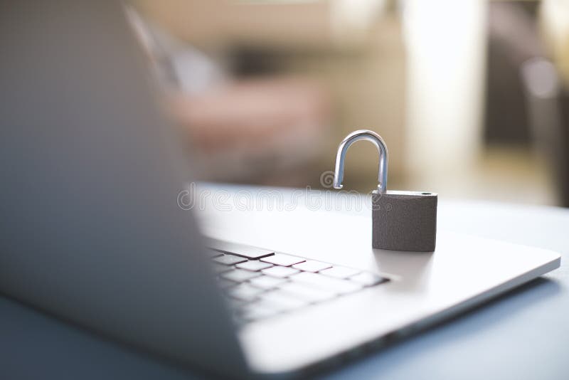 Notebook and lock stock photo. Image of black, identity - 251207678