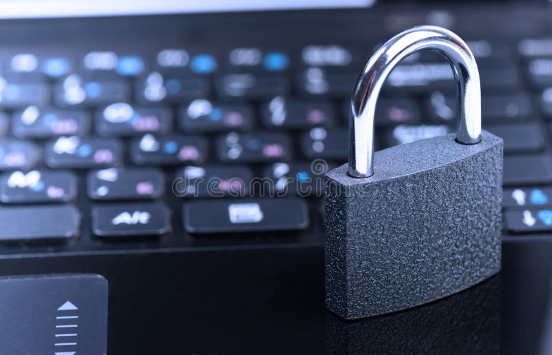 Padlock on Laptop Computer Keyboard Stock Image - Image of privacy ...