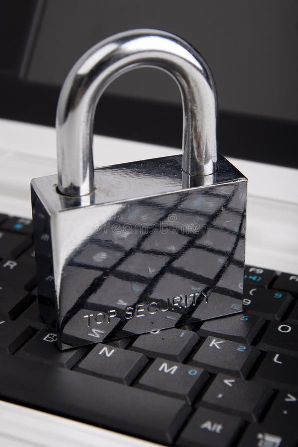The Padlock on the Laptop Keyboard Stock Photo - Image of technology ...