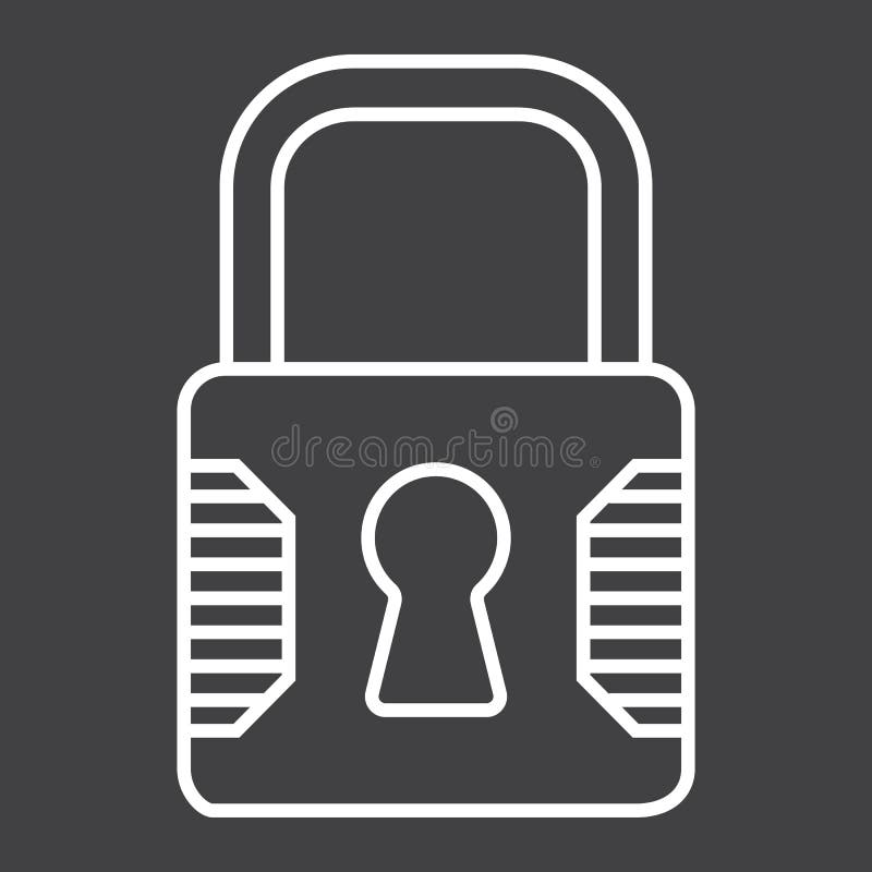 Padlock Line Icon, Security and Lock Stock Vector - Illustration of ...