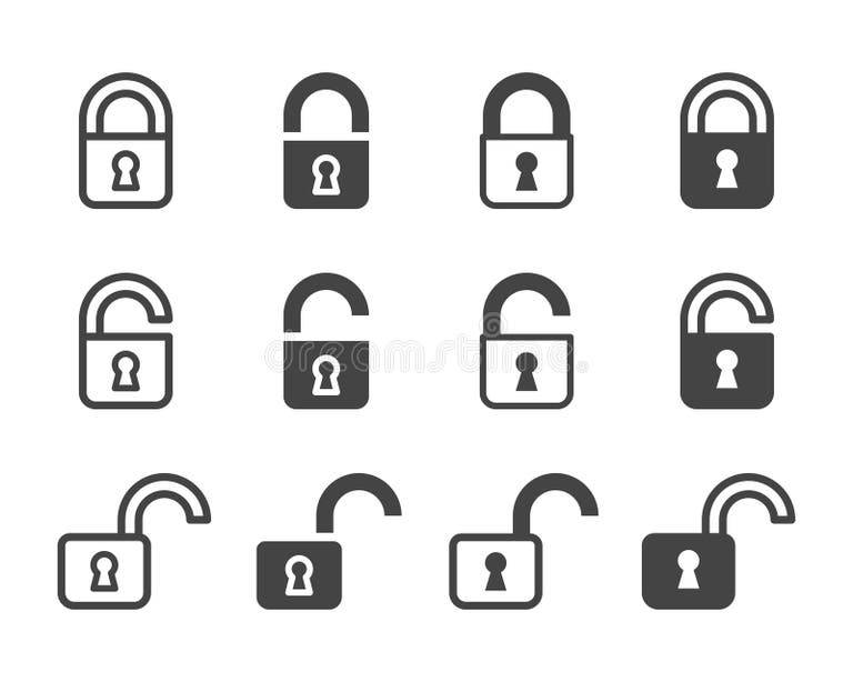 Padlock and lock icon set stock vector. Illustration of protection ...