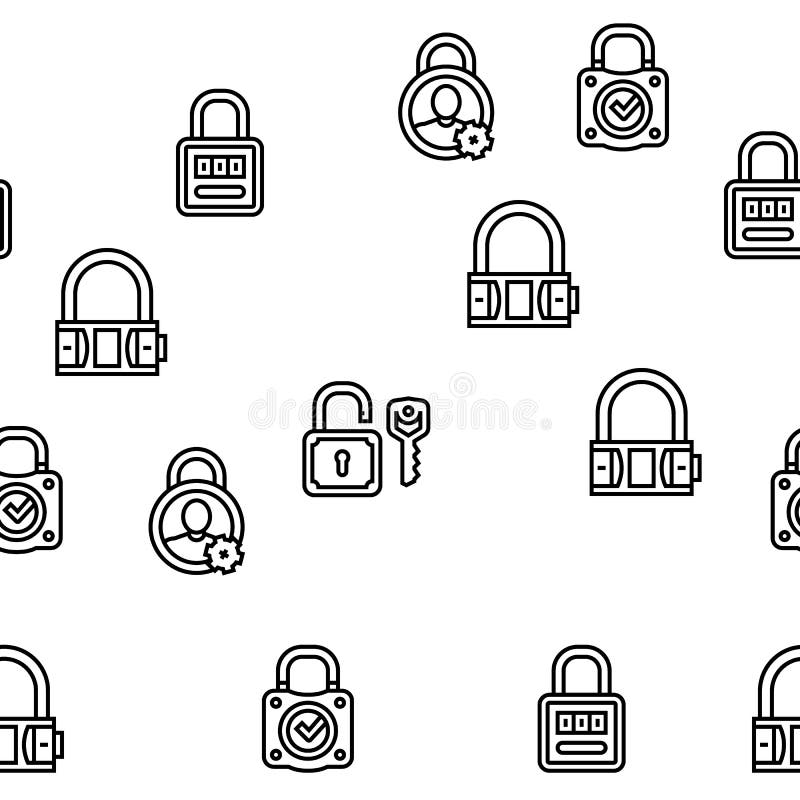 Padlock Lock Safe Password Key Vector Seamless Pattern Stock