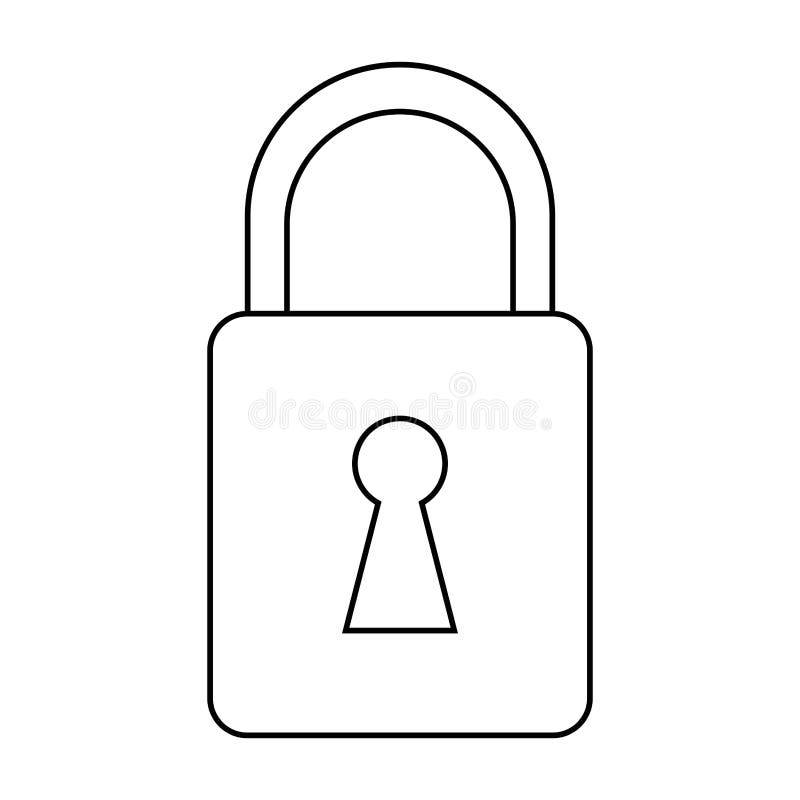 Padlock Lock Secure Digital Outline Stock Vector - Illustration of ...