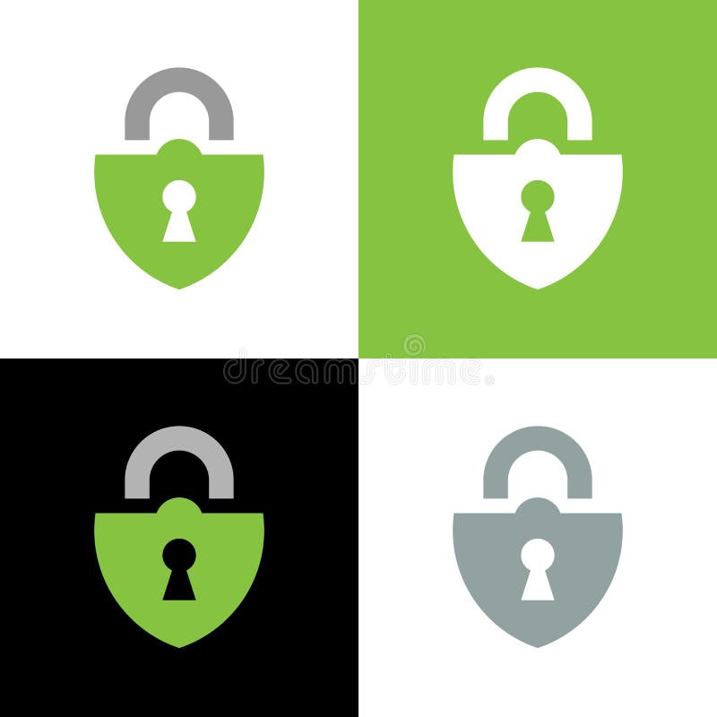 Padlock Logo Icon Set, Lock Symbol Collection - Vector Stock Vector ...