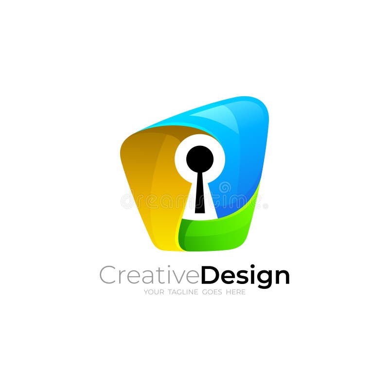 Padlock Logo with Square Design Colorful, Security Icons Stock Vector ...