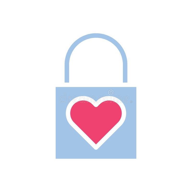 Padlock Love Icon Solid Blue Pink Style Valentine Illustration Symbol ...