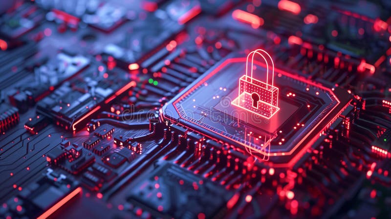 Padlock on Mainboard Computer, Internet Information Privacy Network ...