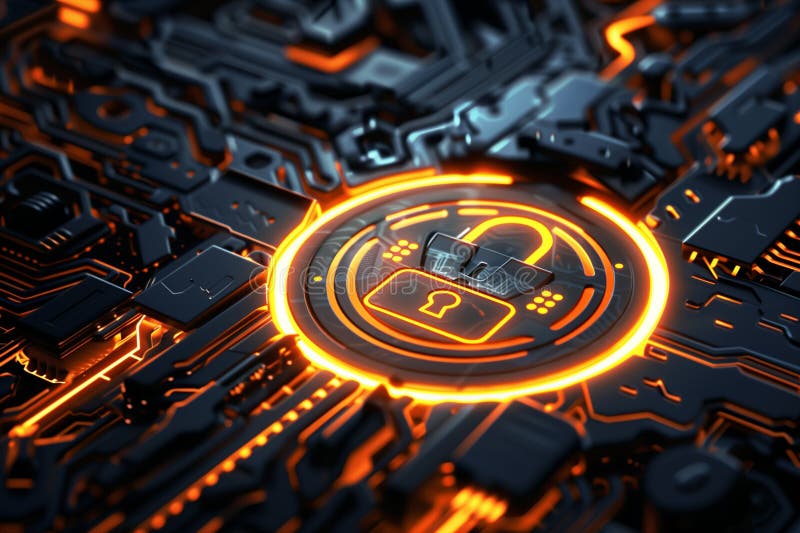 Padlock on Mainboard Computer, Internet Information Privacy Network ...