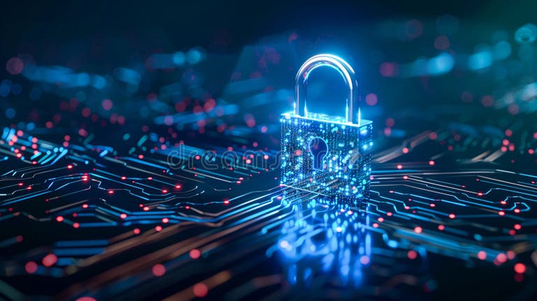 Padlock on Mainboard Computer, Internet Information Privacy Network ...