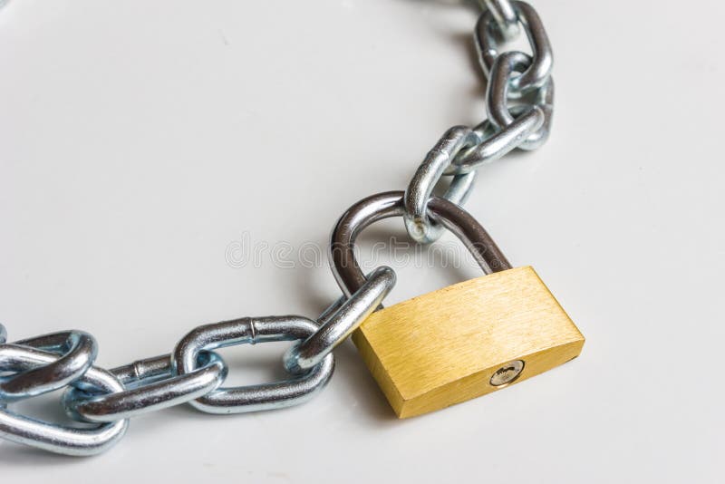 Padlock with metal chain stock image. Image of closing - 46769917