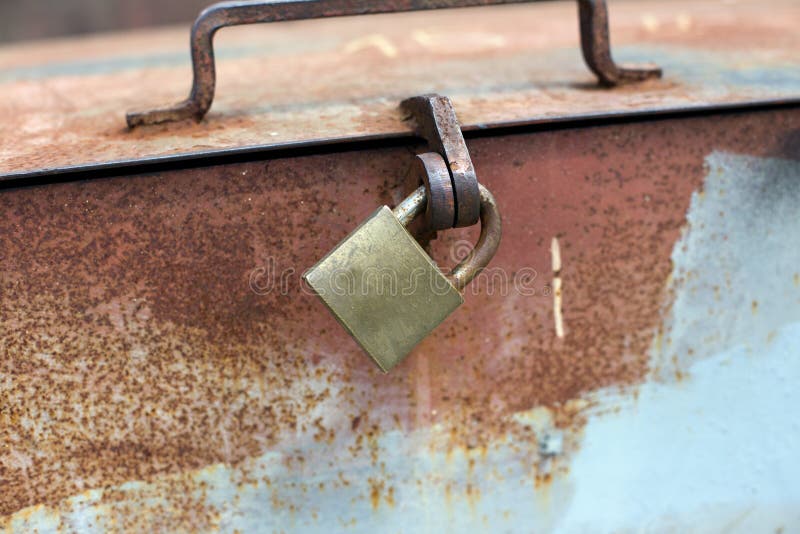 Padlock on metal container stock photo. Image of padlock - 56080878
