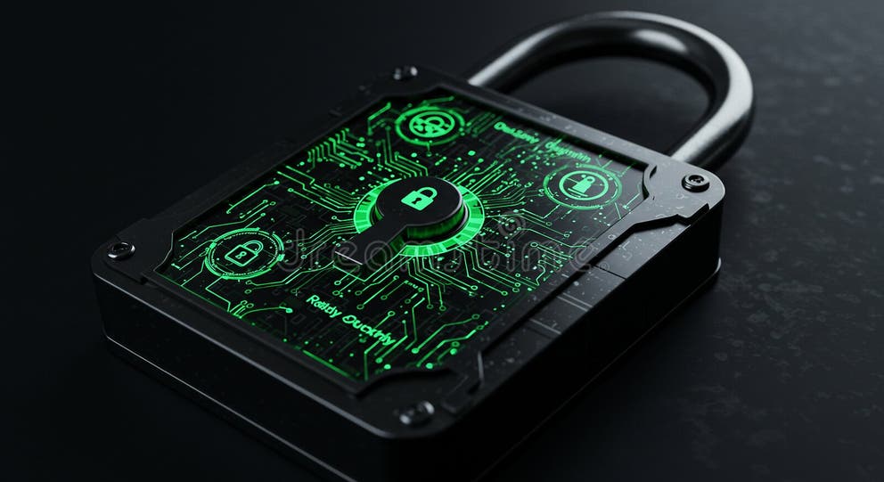 A Padlock with a Modern Design Featuring a Digital Interface on Its ...