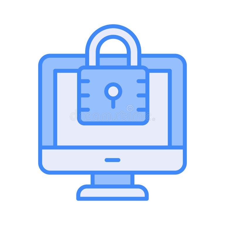 Padlock with Monitor Showing Concept Vector of Secure System Stock ...