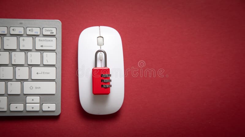 Padlock, Mouse and Computer Keyboard. Security Stock Image - Image of ...