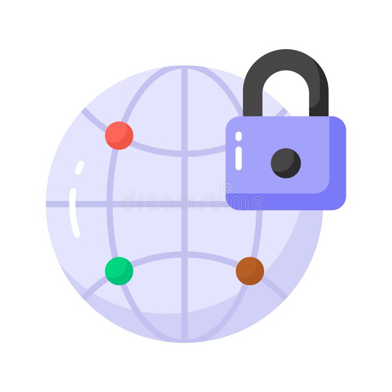 Padlock with Network Globe Denoting Vector of Global Network Security ...
