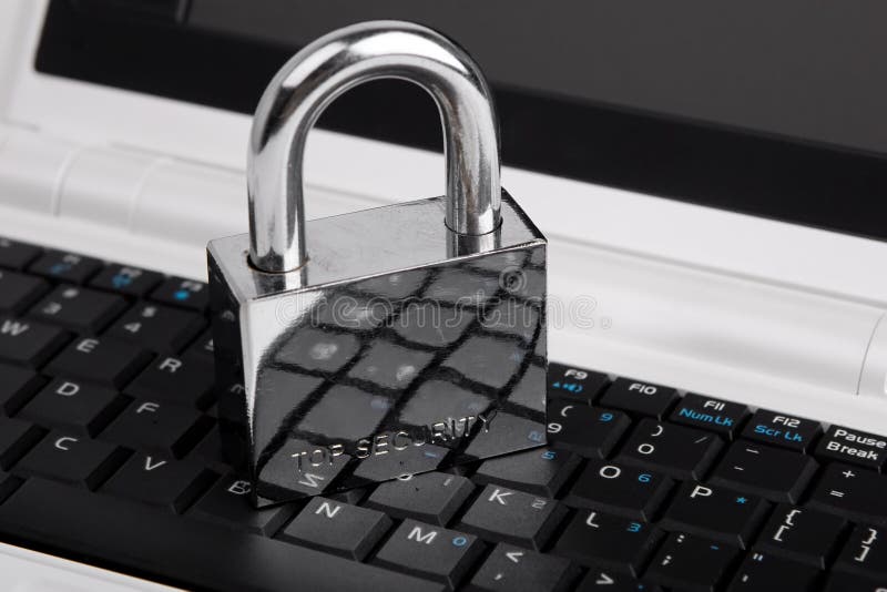 The Padlock on the Laptop Keyboard Stock Photo - Image of technology ...
