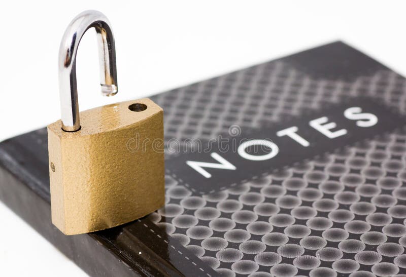 Padlock on notepad stock image. Image of privacy, white - 33653797