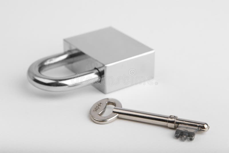 Padlock and one key stock image. Image of metal, lock - 11444183