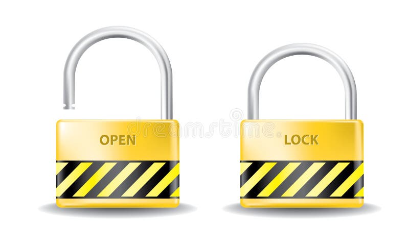 Padlock open and close stock illustration. Illustration of protection ...