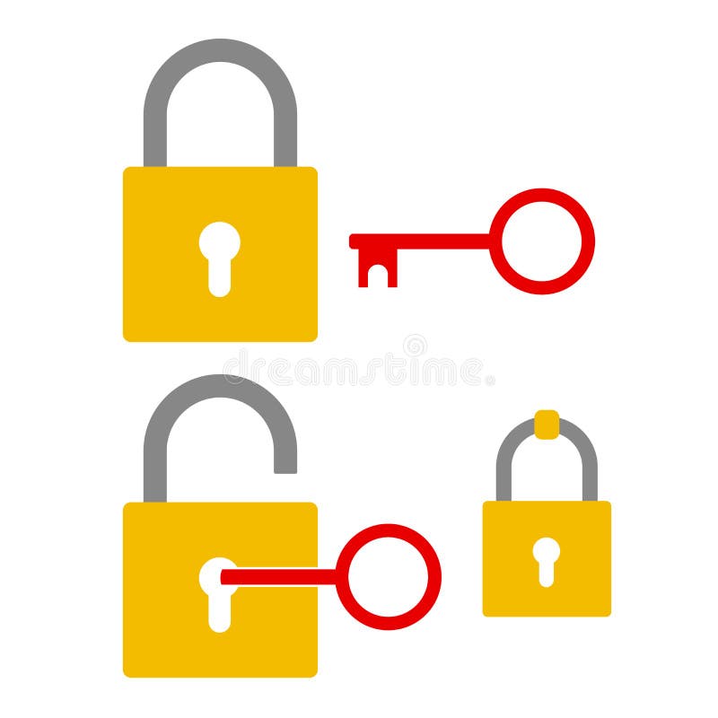 Padlock Open and Closed. Flat Style Vector Illustration Isolated on ...