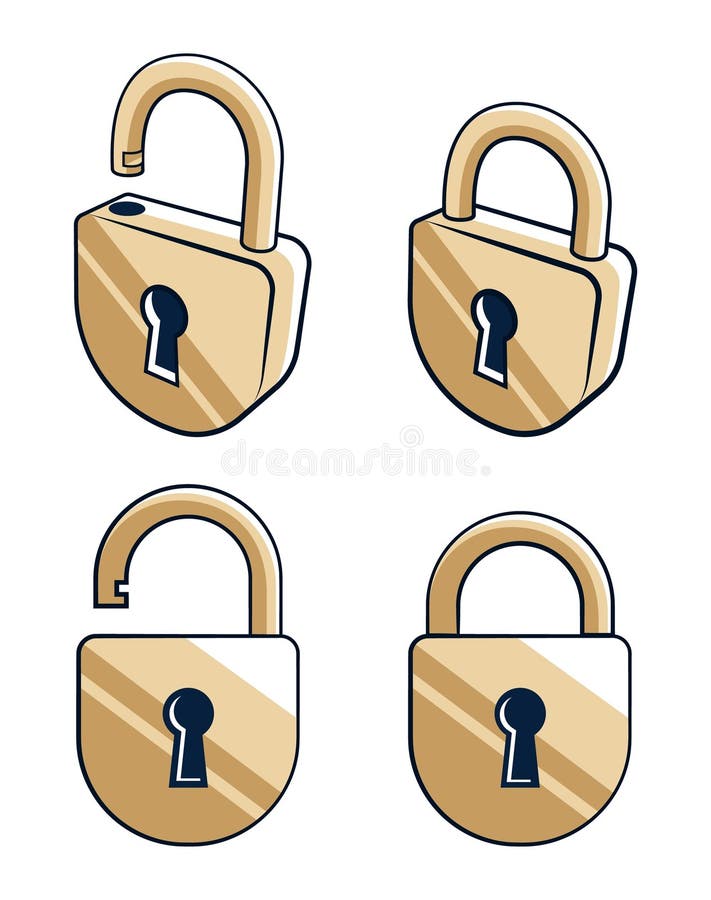 Padlock - open and closed stock illustration. Illustration of unlock ...
