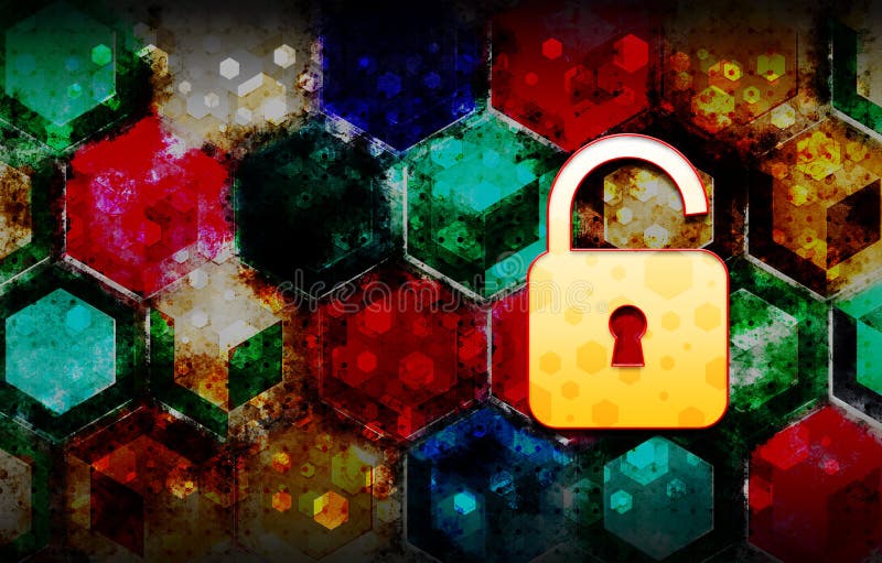 Padlock Open Icon Abstract 3d Colorful Hexagon Isometric Design ...
