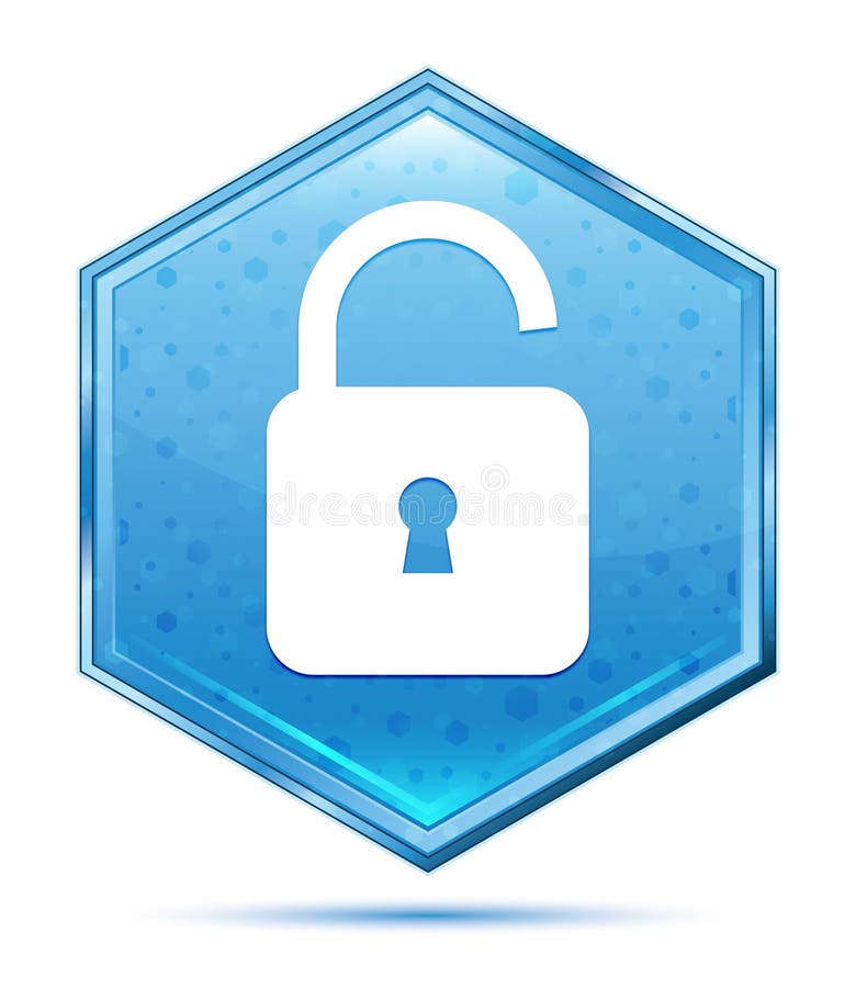 Padlock Open Icon Crystal Blue Hexagon Button Stock Illustration ...