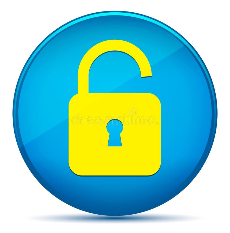 Padlock Open Icon Modern Flat Cyan Blue Round Button Stock Illustration ...