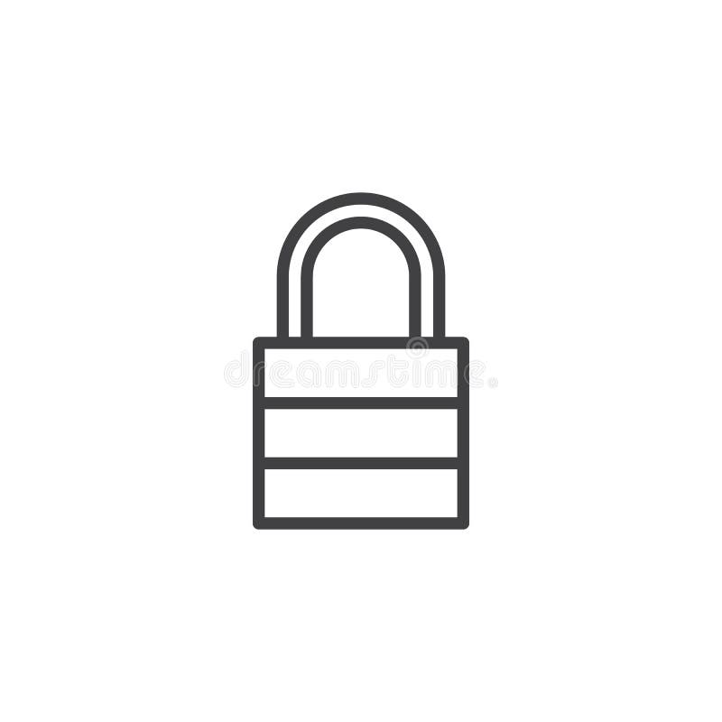 Padlock outline icon stock vector. Illustration of protection - 132462635