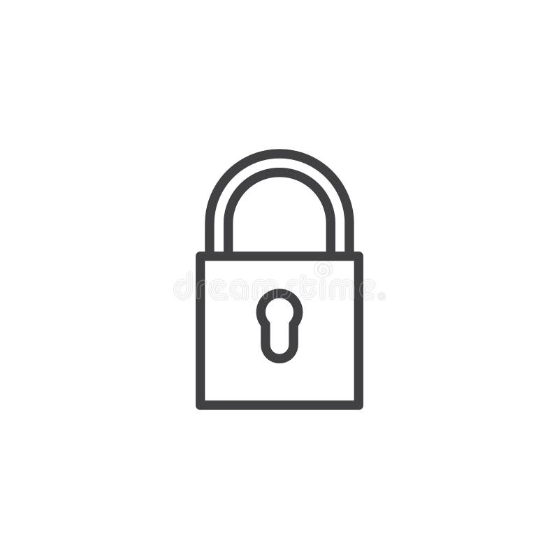 Padlock outline icon stock vector. Illustration of protection - 132462635
