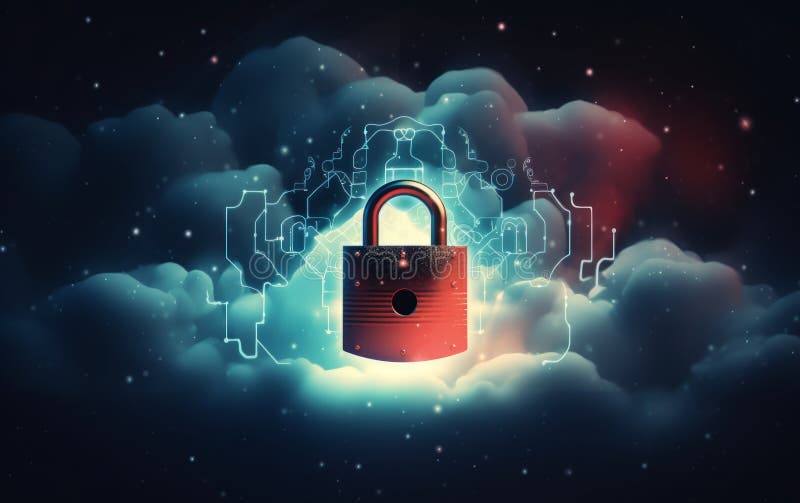 Padlock Over a Cloud Graphic, Denoting Cybersecurity, Data Protection ...
