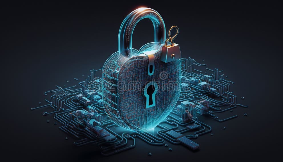 Padlock Over Graphics Representing Internet Cyber Security and Data ...