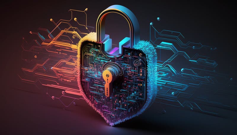 Padlock Over Graphics Representing Internet Cyber Security and Data ...