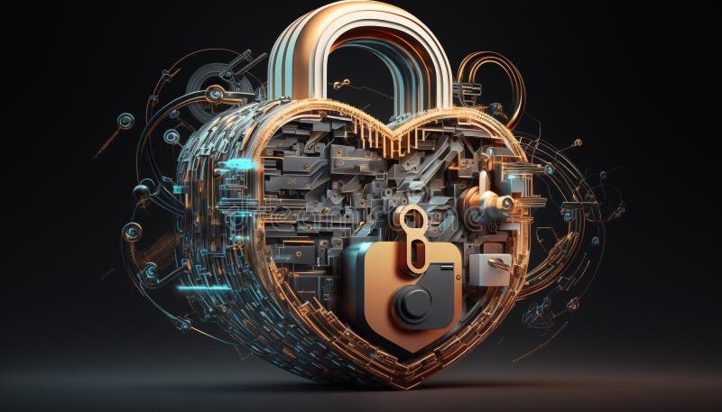 Padlock Over Graphics Representing Internet Cyber Security and Data ...