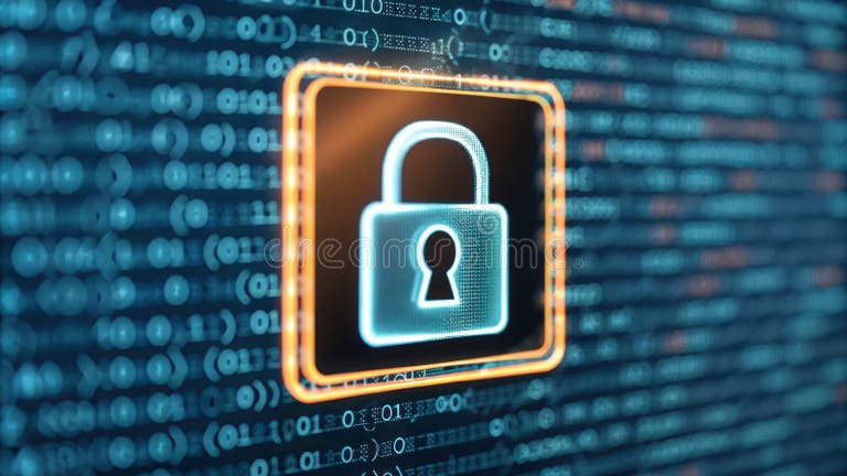 Padlock Overlay on a Computer Screen Representing Security with Glowing ...