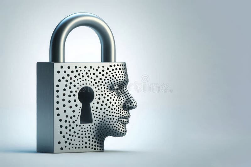 A Padlock with a Person S Face. Space for Text. Stock Image - Image of ...