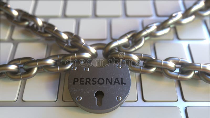 Padlock with PERSONAL Text on the Computer Keyboard. Blocking or Restriction Related 3D ...
