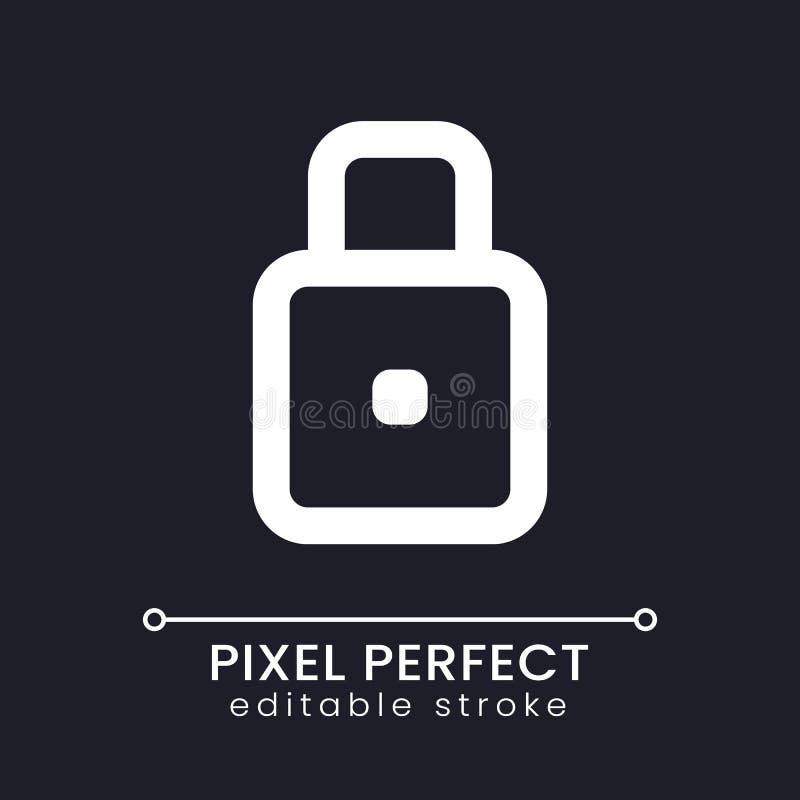 Padlock Pixel Perfect White Linear Ui Icon for Dark Theme Stock ...