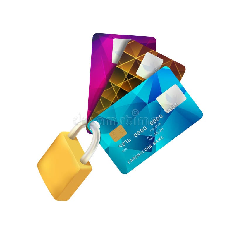 Padlock and Plastic Credit Cards Stock Vector - Illustration of bunk ...