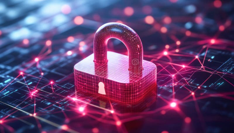 Padlock Protecting Network Security on Motherboard Circuit Board Stock ...