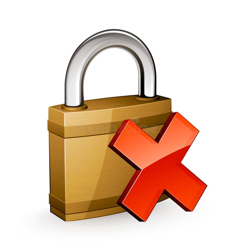 Padlock with red cross editorial stock image. Illustration of metals ...