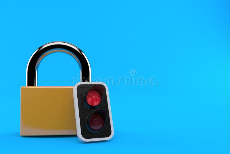 Padlock with Red Traffic Light Stock Illustration - Illustration of ...