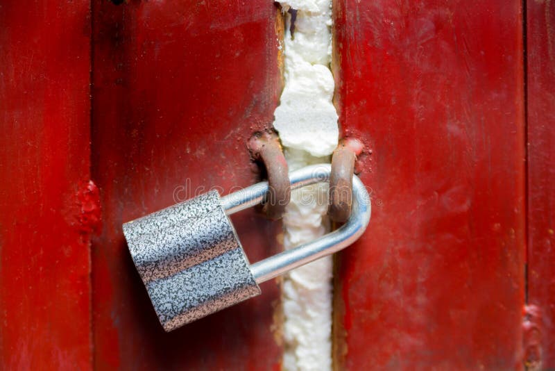 Padlock on a Red Wooden Door at a Fire Station Stock Photo - Image of ...