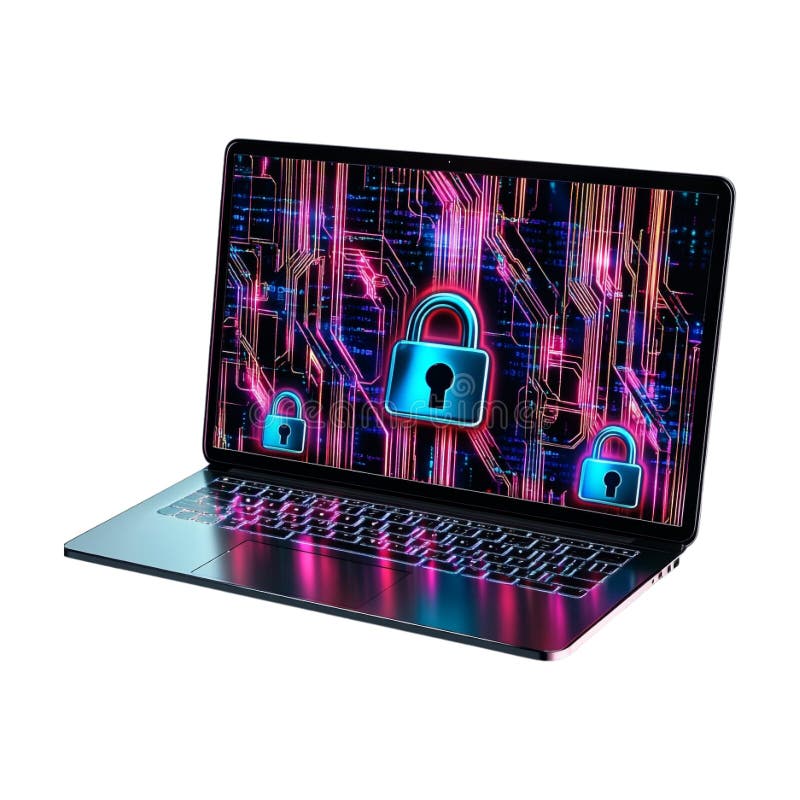 Padlock on Screen of Laptop on Transparent Background - Ai Generated ...