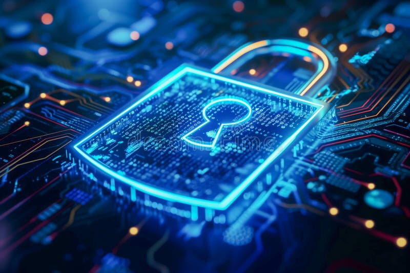 Padlock in a Screen, Security and Passwords Concept - Generative AI ...